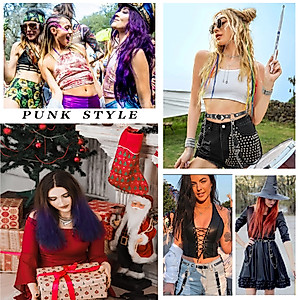 WERFORU Women Punk PU Leather Belt with Chain Ladies Gothic Rock Waist Belt with Leg Garter Halloween, Belt Suit for Waist Size 29-40 Inches, Leg Garter Suit for Thigh Girth below 24 Inches