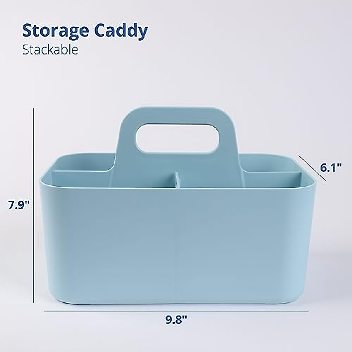 BLUE GINKGO Multipurpose Caddy Organizer - Stackable Plastic Caddy with Handle | Desk, Makeup, Dorm Caddy, Classroom Art Organizers and Storage Tote (Rectangle) - Blue