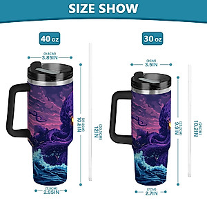 xigua 30 oz Giant Octopus Tumbler with Handle and Straw Lid, Stainless Steel Vacuum Insulated Sports Water Bottle, Keeps Cold or Hot Coffee Cup Travel Mug