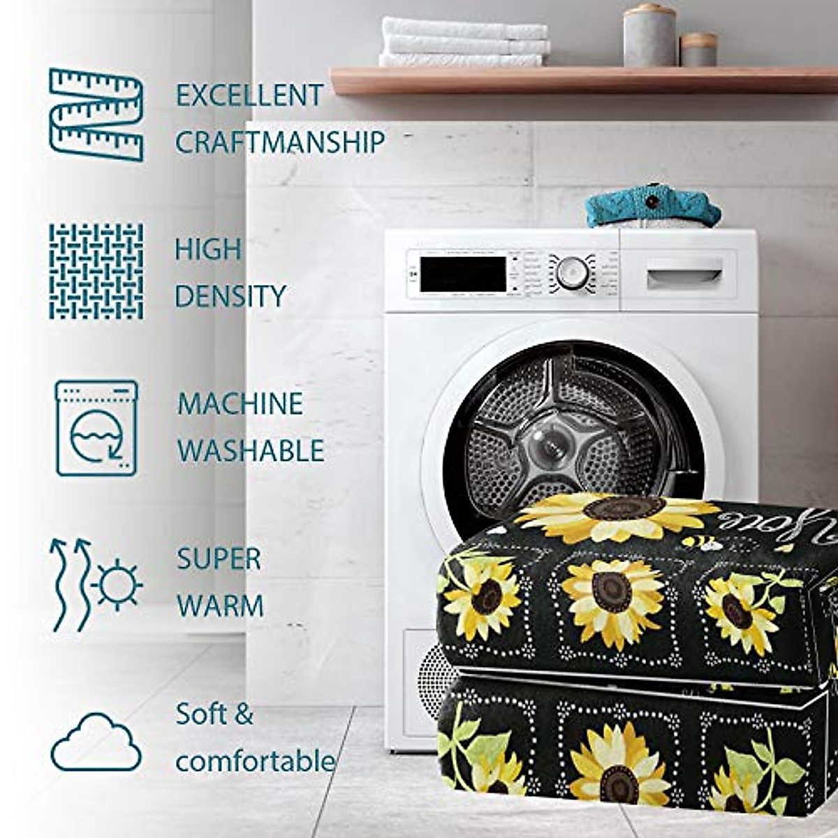 Edwiinsa You are My Sunshine Fleece Blanket Lightweight Super Soft 60'' x 80'', Sunflowers and Bees Framed Design Warm Fuzzy Plush Cozy Luxury Microfiber Bed Blankets All Season for Couch/Sofa/Gift