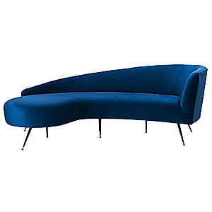 Safavieh Couture Home Evangeline Modern Glam Navy Velvet and Black Parisian Sofa
