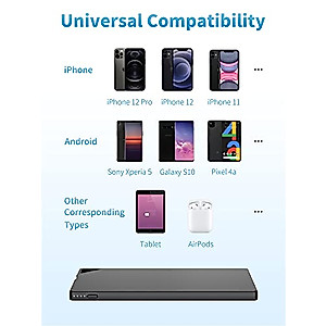 TNTOR Ultra Slim Power Bank 5000mAh, 0.24in Ultra Thin Battery Pack with Portable Short Charging Cable, Small Portable Phone Charger -Compatible with iPhone Series only