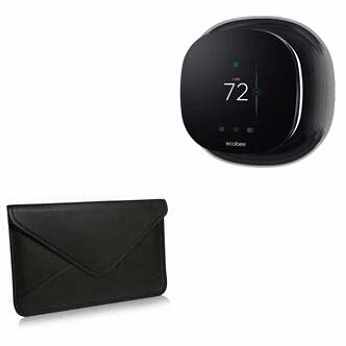 BoxWave Case for Ecobee Ecobee3 Lite (Case Elite Leather Messenger Pouch, Synthetic Leather Cover Case Envelope Design for Ecobee Ecobee3 Lite - Jet Black