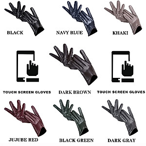 Fashion Leather Women's Gloves,Drive Women's Leather Gloves,Thin Gloves,Keep Warm Women's Winter Gloves Jujube Red 7.5