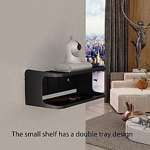 Wall Double-Layer Shelf Bedside Shelf Organizer Storage Shelves Bracket Abs Plastic Bedside Shelf Caddy Basket Pocket Organizer Office Mount Bedroom,Dorm (Black)