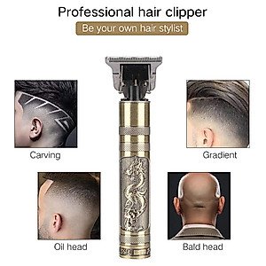 Professional Electric Pro Li Outliner Hair Clippers for Men, Cordless Rechargeable Zero Gapped Cutting T Blade Trimmer, Haircutting Baldhead Beard Shaver Barber with 4 Guide Combs 2 Battery