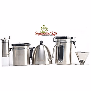 Maranello Caffé Pour Over Coffee Dripper Stainless Steel Reusable Drip Cone Coffee Filter Portable Pour-Over Coffee Maker Paperless Metal Fine Mesh Strainer Coffee Pourover Brewer Camping Coffee Maker