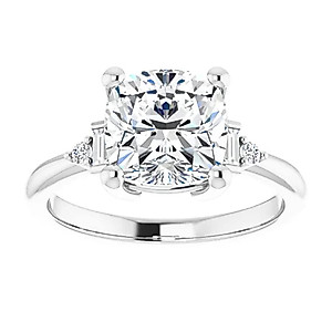 3 CT Cushion Cut VVS1 Colorless Moissanite Engagement Ring Set,Wedding/Bridal Ring Set, Sterling Silver Vintage Antique Anniversary Amazing Ring Set Gifts for Woman