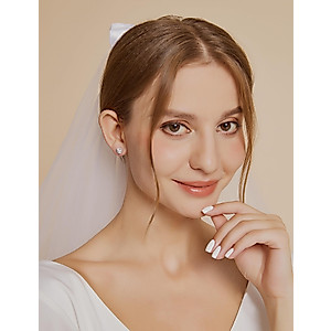 EAMTI 925 Sterling Silver Stud Earrings for Women 0.5CT Heart Cut Cubic Zirconia CZ Stud Earrings 18K White Gold Plated Stud Earrings Men Hypoallergenic