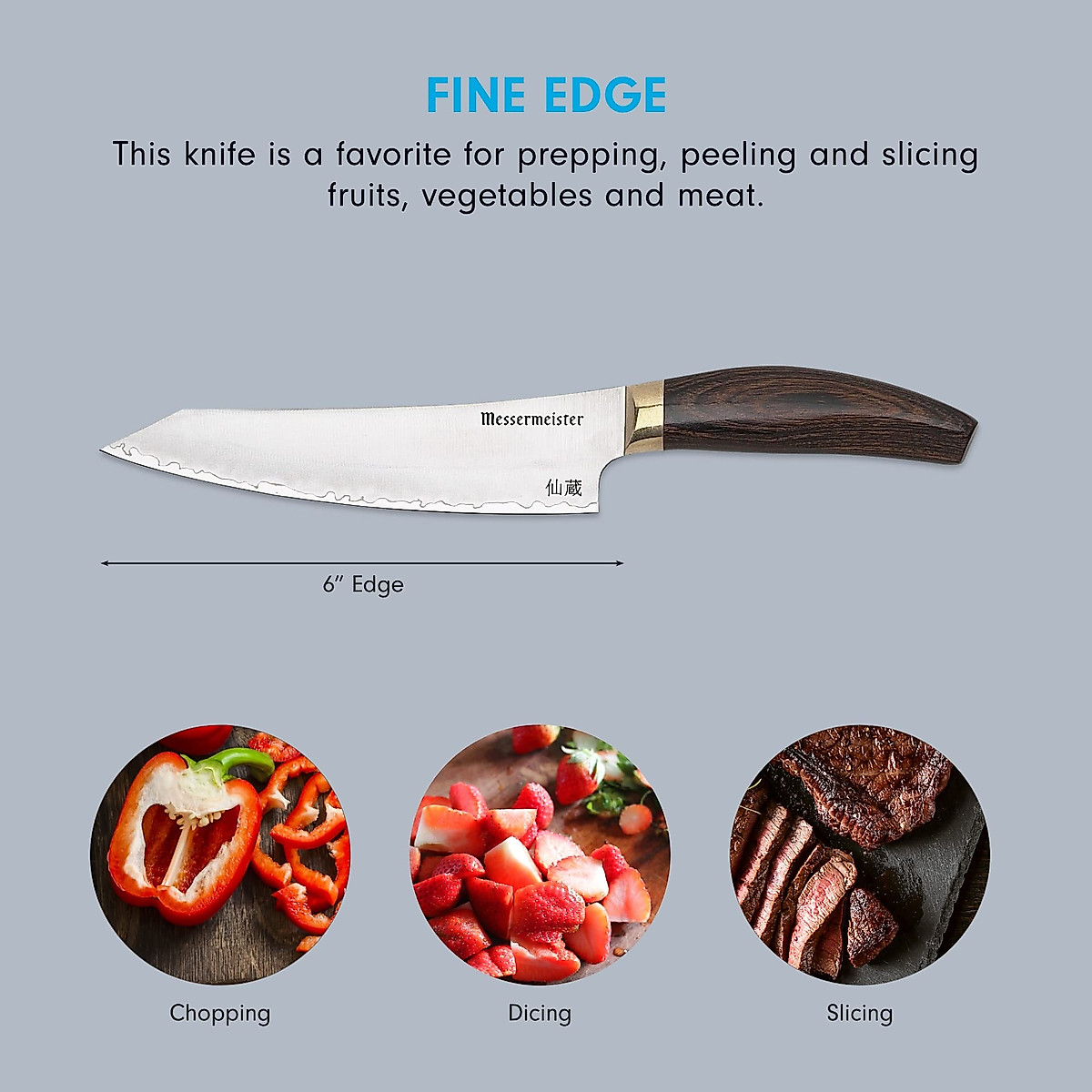 Messermeister Kawashima 6” Utility Knife - SG2 Powdered Steel, Eco-Brass Bolster & Walnut Pakkawood Handle - Made in Seki, Japan