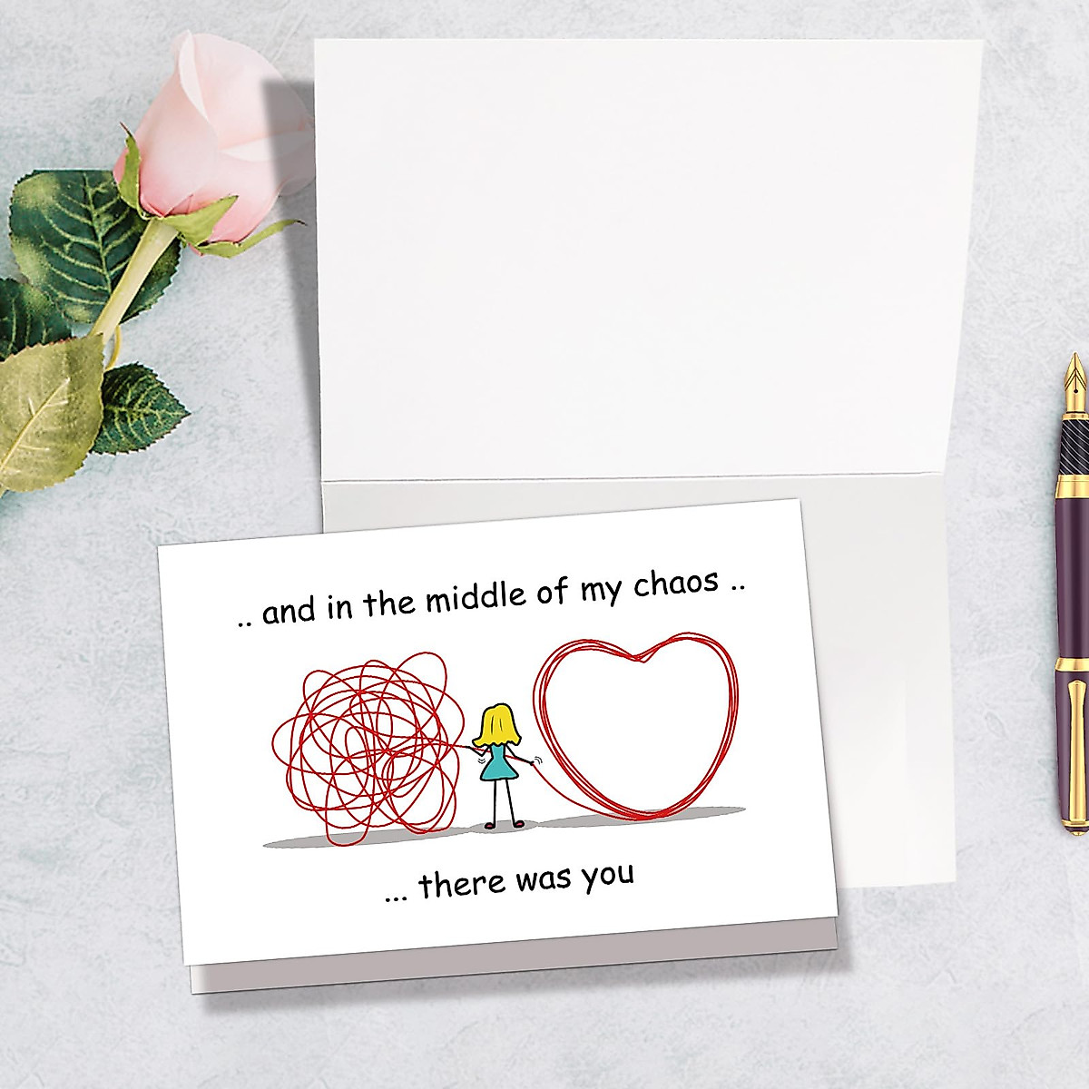 Supoeguk Appreciation Card for Girlfriend Wife, Friendship Card for Women Friend, There Was You in The Middle Of My Chaos