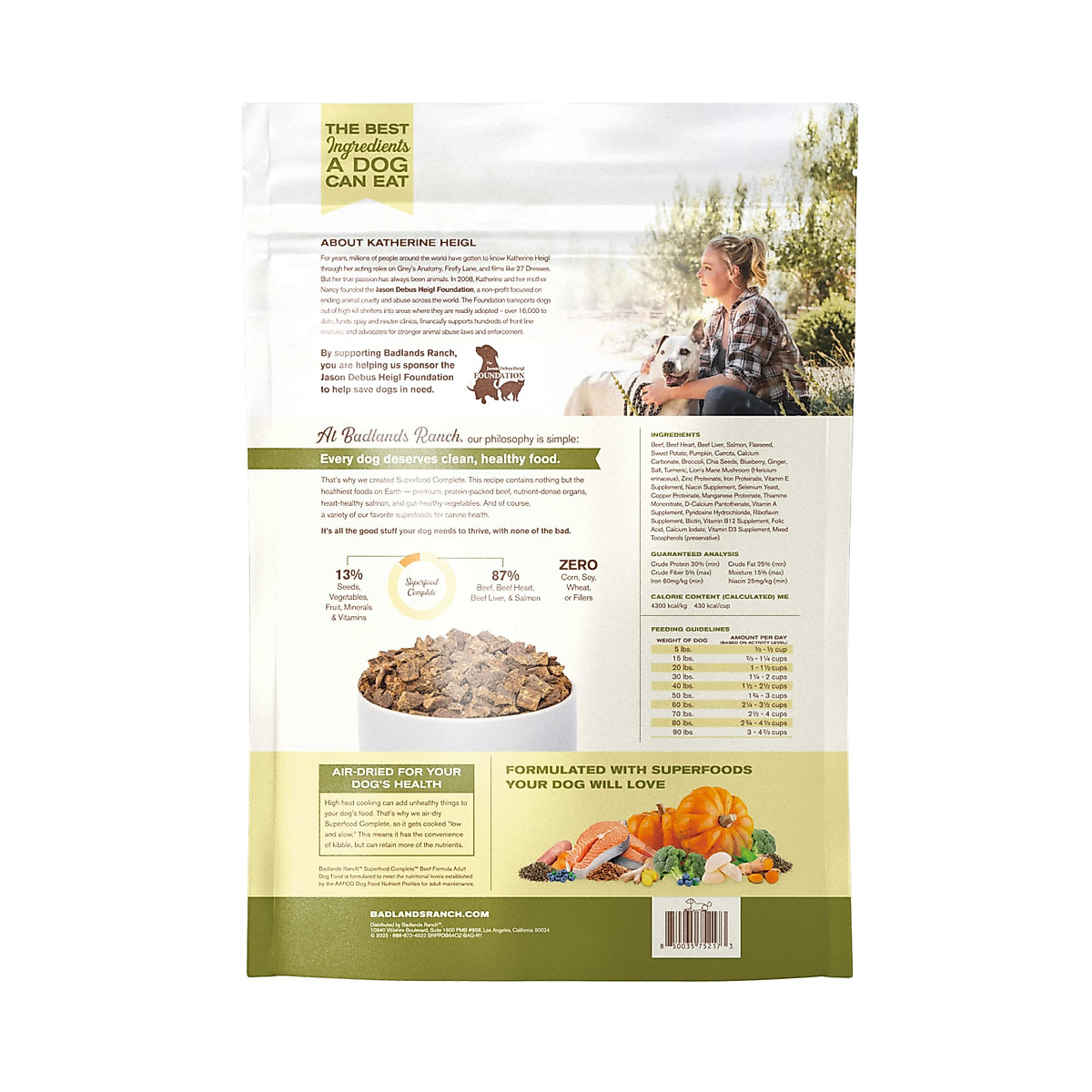 BADLANDS RANCH - Superfood Complete, Air-Dried Adult Dog Food - High Protein, Zero Fillers, Superfood Nutrition by Katherine Heigl (64 oz., Beef Formula)