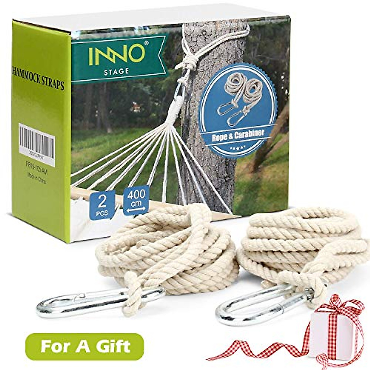 2 Tree Swing Hanging Straps Hammock Rope 13 FT Each with Heavy Duty Carabiner Hooks Kit for Camping or Tire Playground Accessories - Safer Extension Conversion/Easy Setup Indoor Outdoor