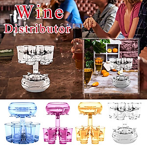 Viadha Shot Glass Dispenser and Holder Set, Adjustable Party Fancy Drink Dispenser, Multiple Shot Pourer with 6 Shot Glasses for Cocktail, Wine, Juice - Fun Gift Choice