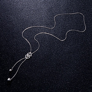 DAOCHONG Long Necklace S925 Sterling Silver Tassel Round Ball Necklace for Women, 30" (Chain adjustable)