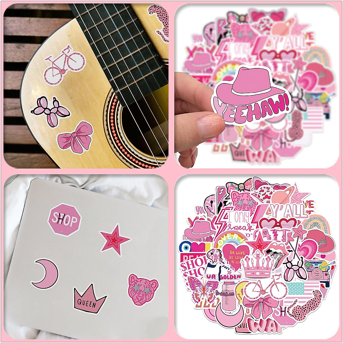 YZEASYPINK 120 Pcs Preppy Wall Collage Kit Aesthetic Pictures,Trendy Pink Photo Collage Kit,Preppy Room Decor Aesthetic,Preppy Things for Teen Girls,Cute Posters for posters for room aesthetic