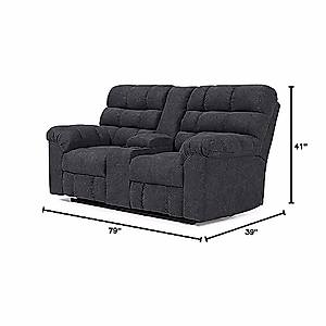 Signature Design by Ashley Wilhurst Reclining Loveseat with Console, Almost Black