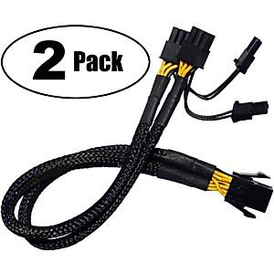 TeamProfitcom PCI-e 6 Pin to Dual PCIe 8 Pin (6+2) Graphics Card PCI Express Power Adapter GPU VGA Y-Splitter Extension Cable Mining Video Card Sleeved Power Cable 9 inches (2 Pack)
