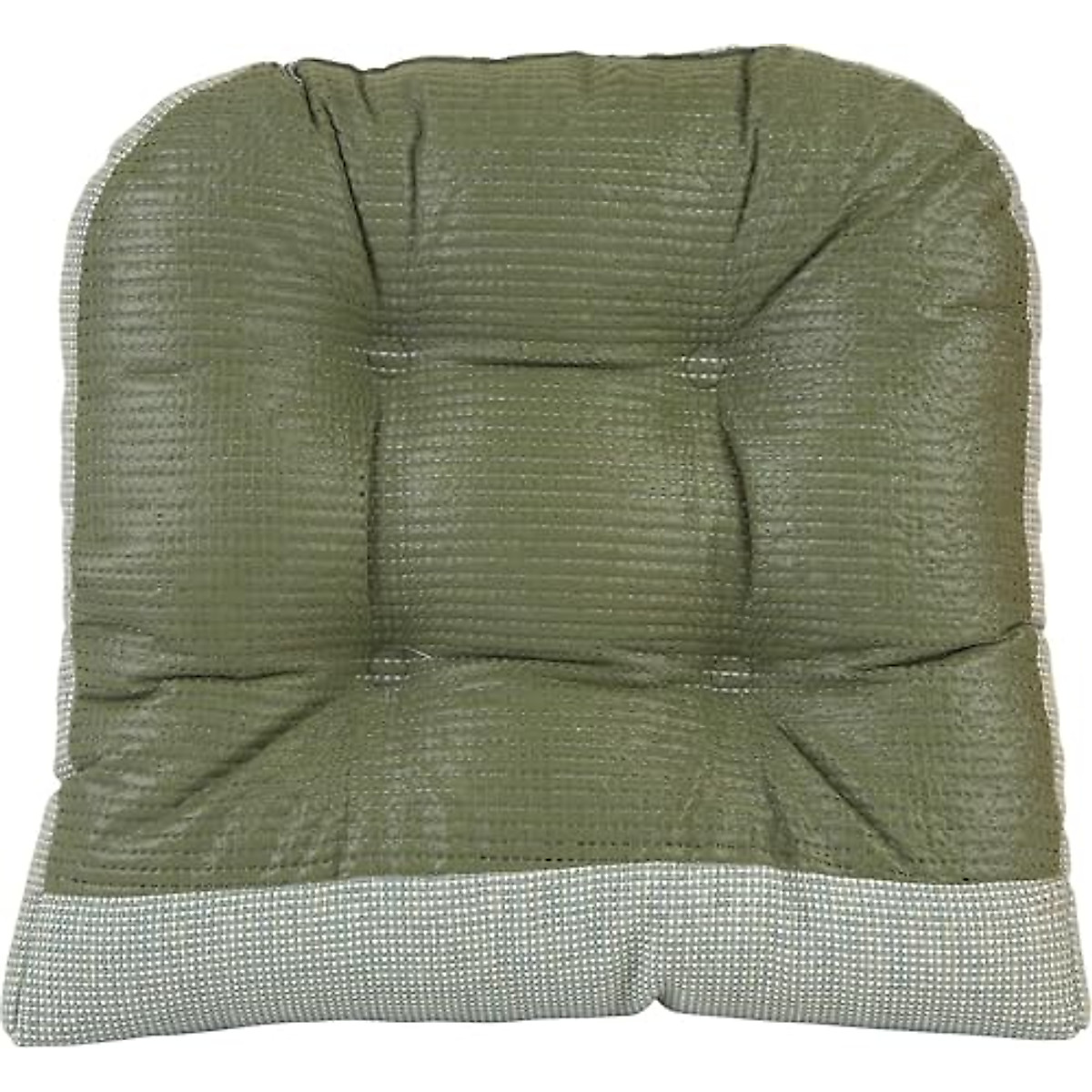 Klear Vu Gripper Overstuffed Universal Non-Slip Dining Chair Cushions for Kitchen Decor or Office Use, U-Shaped Skid-Proof Seat Pad, 17x17 Inches, 2 Count (Pack of 1), Solid Spa Green