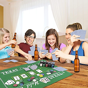 Gamie Texas Holdem Poker Game Set - Includes Hold’em Mat, 2 Card Decks, Chips, Chip Holder and Tin Storage Box - Fun Game Night Supplies - Cool Casino Gift for Kids & Adults