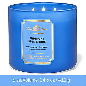 Bath & Body Works, White Barn 3-Wick Candle w/Essential Oils - 14.5 oz - New Core Scents! (Midnight Blue Citrus)