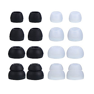 EBOOT Replacement Earbuds Silicone Eartips Earpads Compatibe with Skullcandy Earphones, Black and Clear, 8 Pairs