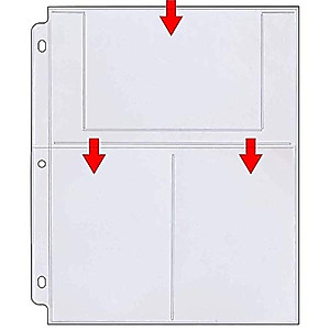 PhotoSMART Photo/Postcard Page for 3-Ring Binders - Archival-Safe Plastic - Three 4" x 6" Pocket - Holds six Photos/Postcards - 25 Pack - ACS-253T Store & Protect