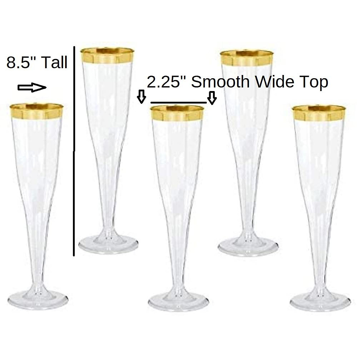 Oojami 30 pc Gold Rimmed Clear Classicware Glass Like Champagne Toasting Flutes