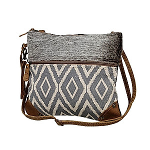 Myra Bag Minute Small & Cross Body Bag Upcycled Canvas, Rug, Leather & Cowhide S-2657