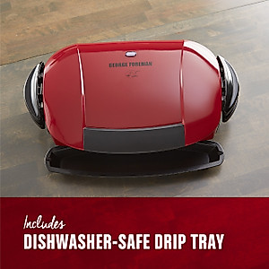 George Foreman 5-Serving Removable Plate Electric Indoor Grill and Panini Press, Red, GRP0004R, 17.2 x 12.1 x 6.2 inches