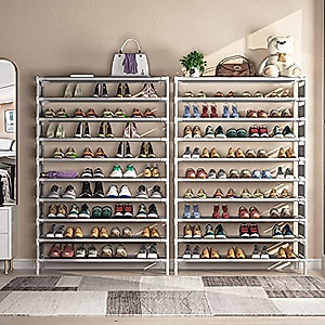 Tribesigns 10 Tiers Shoe Rack, Large Capacity Shoe Organizer, Shoe Shelf for 50 Pair, Large Shoe Rack, Extra Large Shoe Shelf