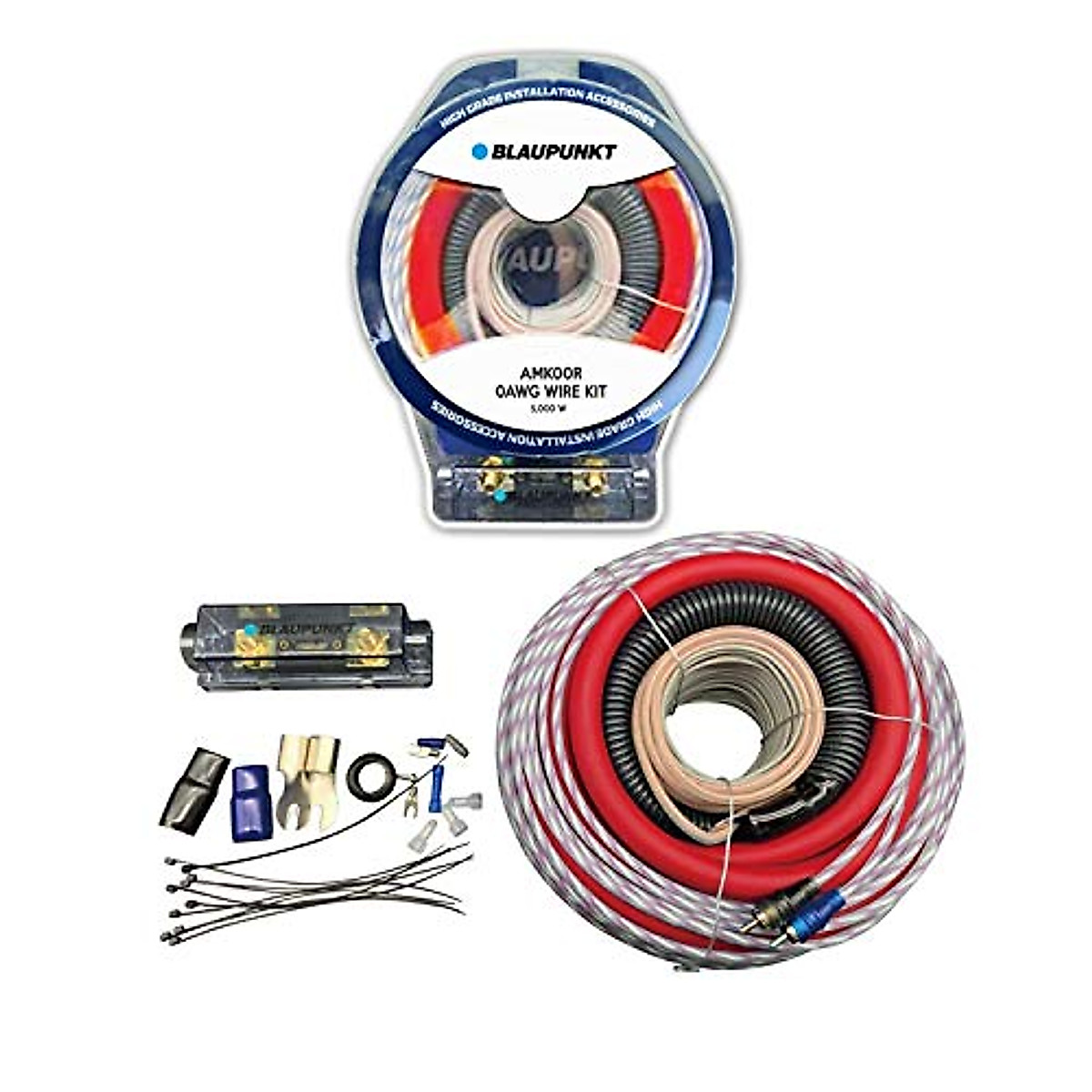 Blaupunkt AMK00R Car Audio Amplifier 0 Gauge Wiring Kit RED