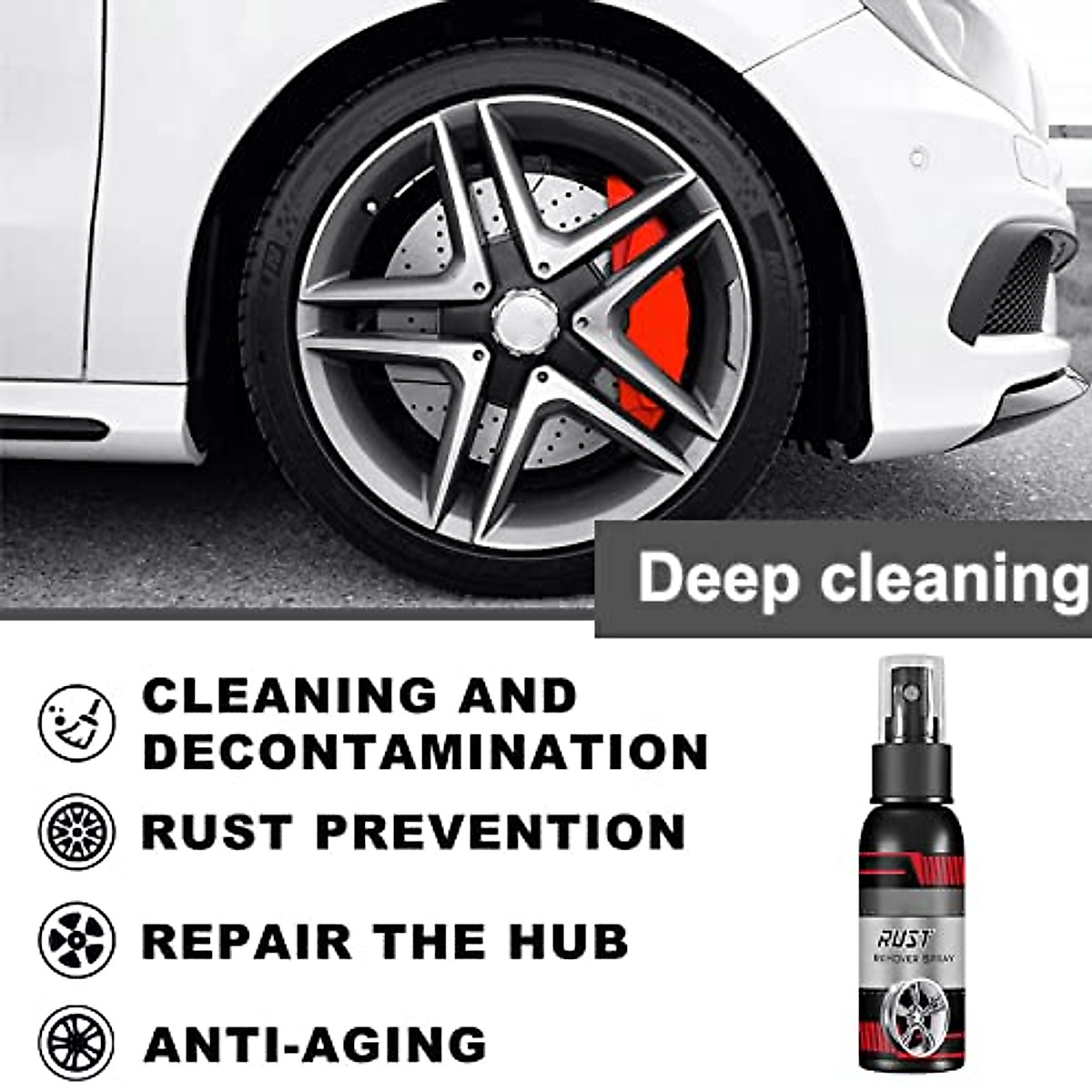 Hulzogul 30/100ml Car Rust Remover Wheel Cleaner, Auto-Rost-Entferner, Car Rust Remover, Rim and Tyre, Car Maintenance Cleaning Rust Remover