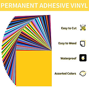 Huaxing Permanent Adhesive Vinyl Bundle, Premium Adhesive Vinyl with Matte, Glossy Vinyl Sheets (90 Pack, 12" x 12") and 10 Transfer Tape for Deco Sticker, Signs and Craft Cutters