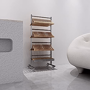 Clothing Hanger Storage System, Stainless Steel Hanger Storage Rack Holder with Hanger Bars, Retail Store Hanger Organizer Stacker, Hanger Rack Stand for Dress Hangers /Skirt Hangers/Pant Hangers