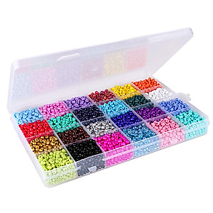 Efivs Arts 5000pcs Seed Beads 24 Colors 6/0 4mm Round Loose Pony Beads Waist Craft Beads Kit Rainbow Beads DIY Crafting