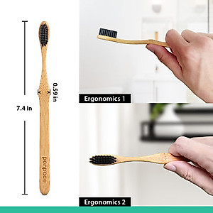 ponpace Biodegradable Bamboo Toothbrushes 4 Pack, BPA Free Soft & Medium Bristles Toothbrushes for Adults, Eco Friendly Wooden Toothbrush