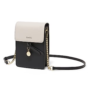 Cnoles Small Crossbody Phone Purse for Women Leather Wallet with Credit Card Slots Black