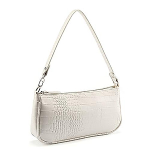 CHIC DIARY Women Tote Bag Small Clutch Purse Shoulder Handbag with Zipper (White)