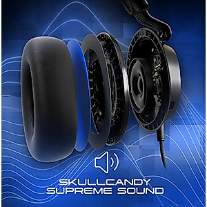 Skullcandy SLYR Multi-Platform Over-Ear Wired Gaming Headset, Works with Xbox Playstation and PC - Blue