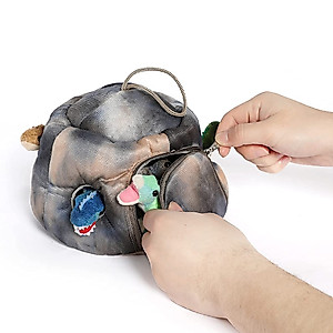 Muiteiur Dinosaur House with 6 Plush Dinosaurs Stuffed Animal Great Set Toy Childrens Day Gift for Boys and Girls, 7.8 inch