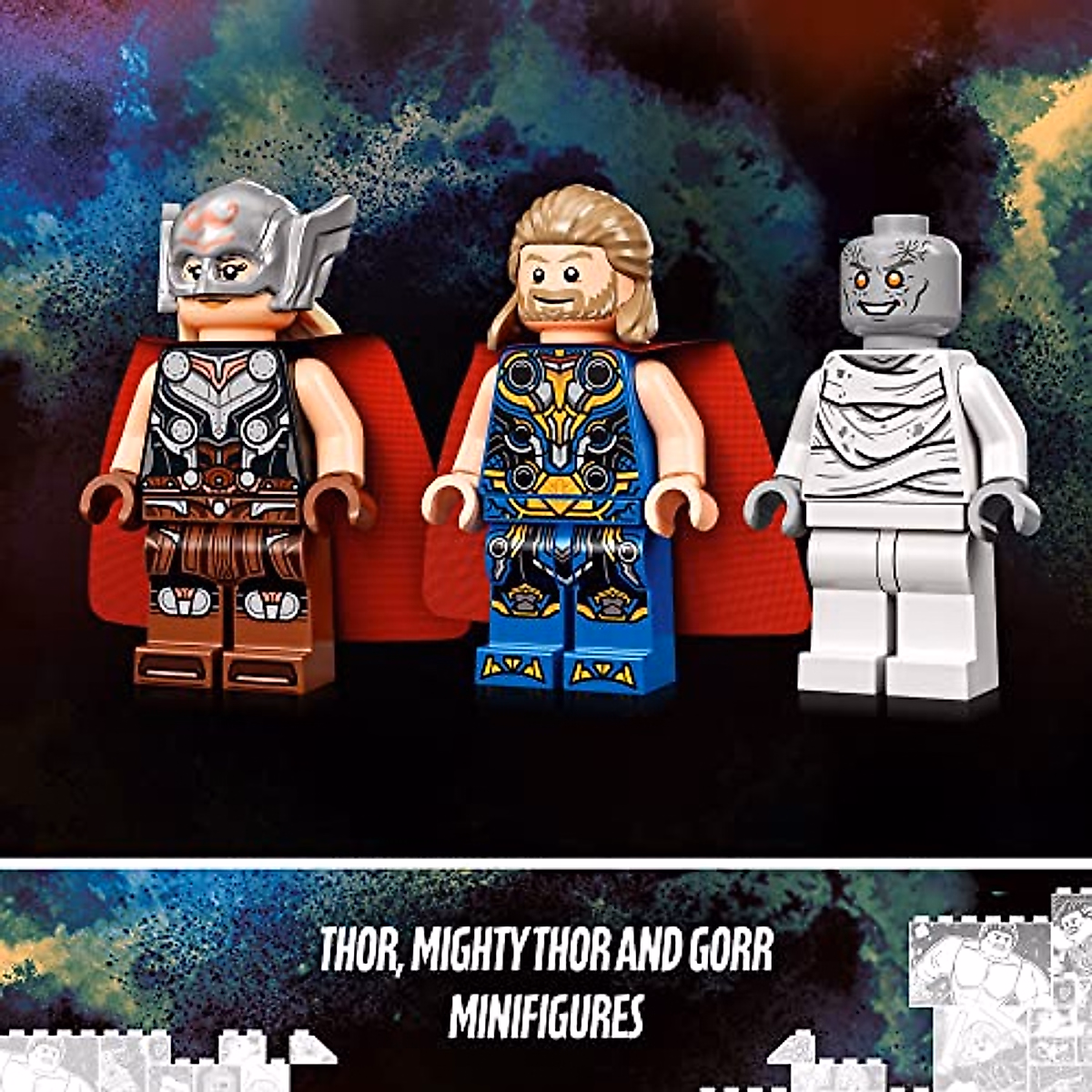 LEGO Marvel Attack on New Asgard, Thor Buildable Toy 76207 with Hammer, Stormbreaker and Monster Figure, Love and Thunder Movie Set