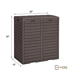 Devoko 78 Gallon Resin Trash Can Outdoor Double Waste Bin Trash with Drip Tray Armrest for Garage Two Trash Bags for Patio Hideaway Kitchens