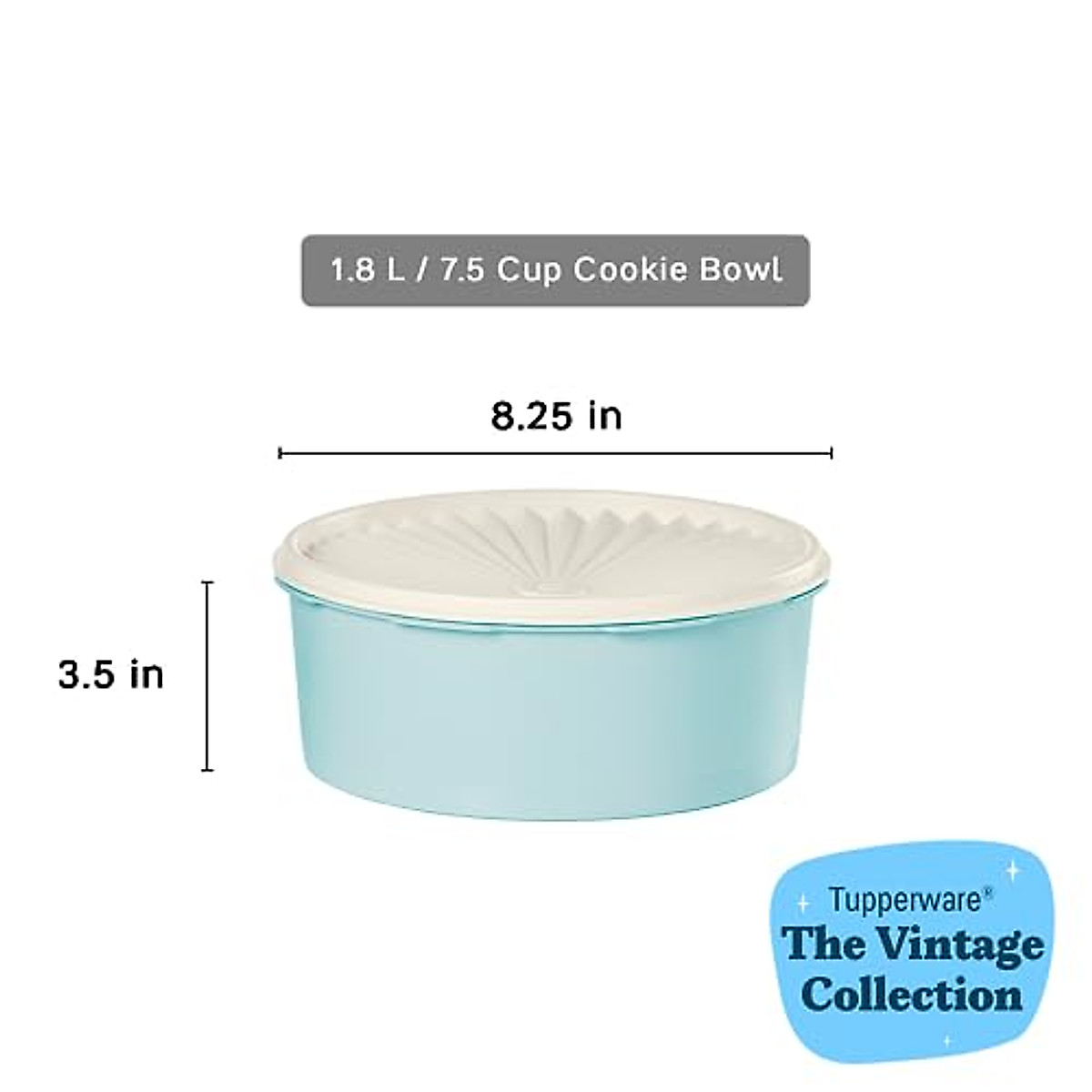 Tupperware Heritage Cookie Canister 7.6 Cups - Vintage Blue
