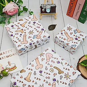 Vnaaem Funny Wrapping Paper 6 Pc Rude Shape for Adult Friends Men Women Gay Anniversary Birthday - 19.6 X27.8Inch