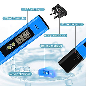 PH Meter, 0.01 High Accuracy Pocket Size with 0-14 PH Testing Range PH Tester, Digital PH Meter for Water, Water Meter for Hydroponics, Drinking Water and Pool