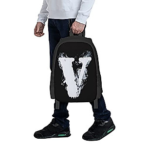 Kaeosroa Big V Backpack For Men Women Hip Hop Trend Laptop Backpacks School Bag Bookbag Outdoor Travel Sport Bag Boys Girls