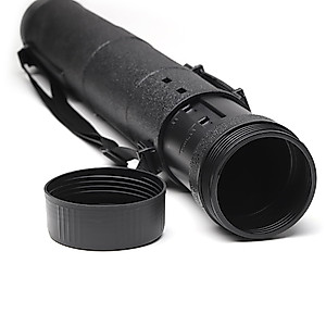 2-Pack Extendable Poster Tubes Expand from 24.5” to 40” with Shoulder Strap | Carry Documents, Blueprints, Drawings and Art | Black Portable Durable Round Storage Cases with Lids and Labels