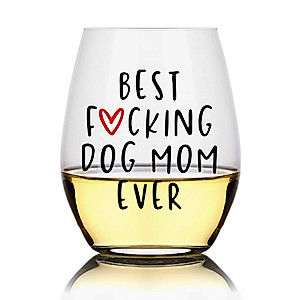 Perfectinsoy Best Dog Mom Ever Wine Glass, Dog Mom Gifts, Dog Lover Gifts for Women, Dog Owner, Dog Grandma, Dog Mom, Sisters, aunts, friends, colleagues, boss, neighbors, Pet Lover, Mothers Gifts