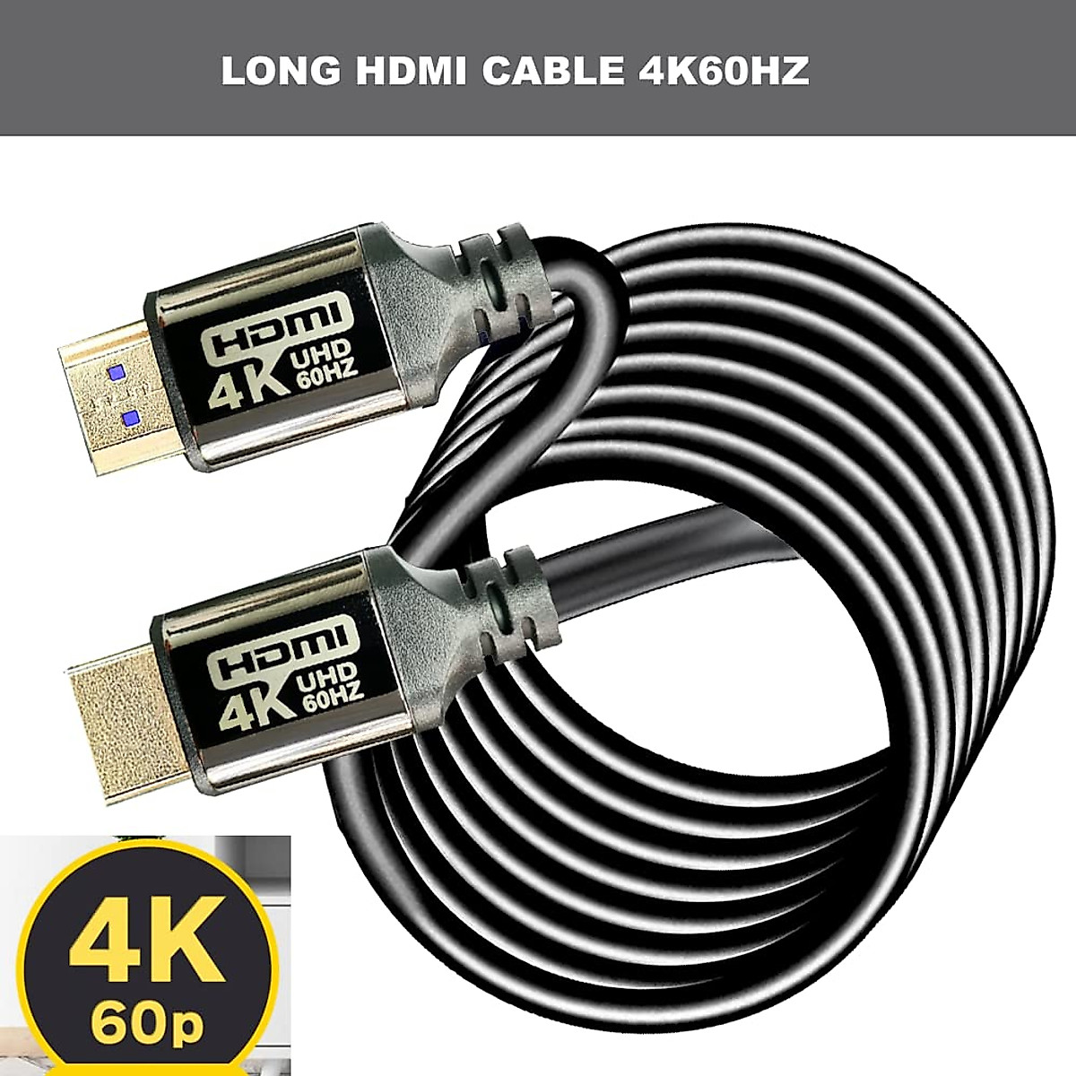 4K HDMI Cable 75ft 2.0 18Gbps,High Speed HDMI Cables 4K60 2K120 1080P eARC HDR HDCP 2.2 2.3 Compatible with Apple TV 4K Sony LG Samsung Xbox Series X RTX 3080 PS5